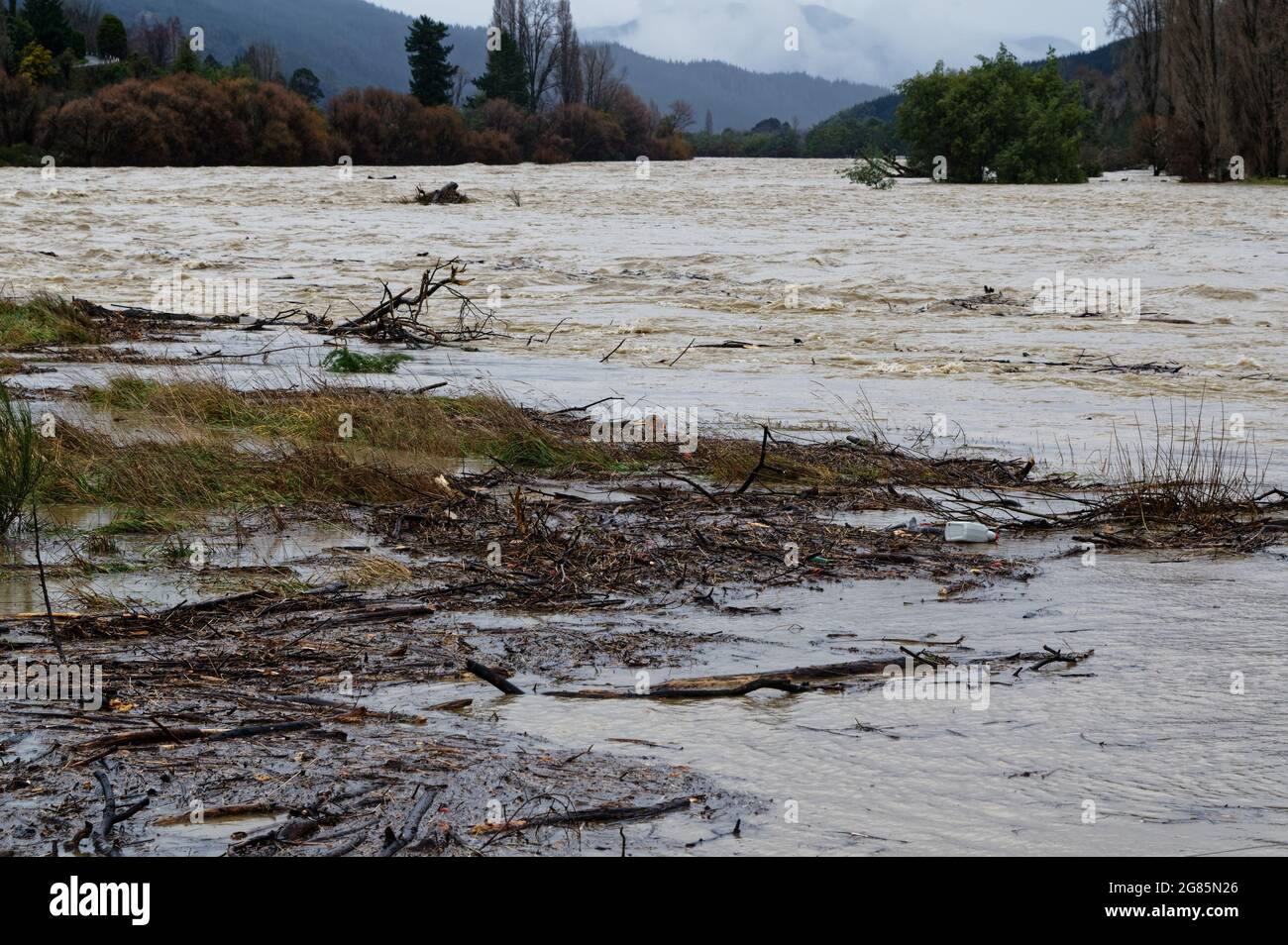 The Motueka River in New Zealand is in flood Stock Photo - Alamy
