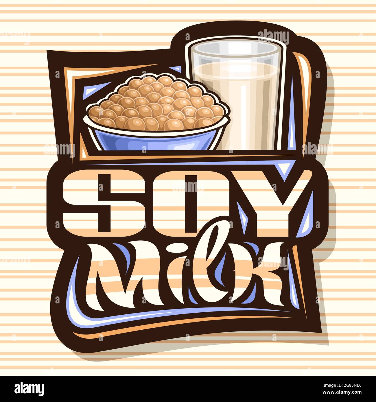 Vector logo for Soy Milk, dark decorative signage with illustration of ...