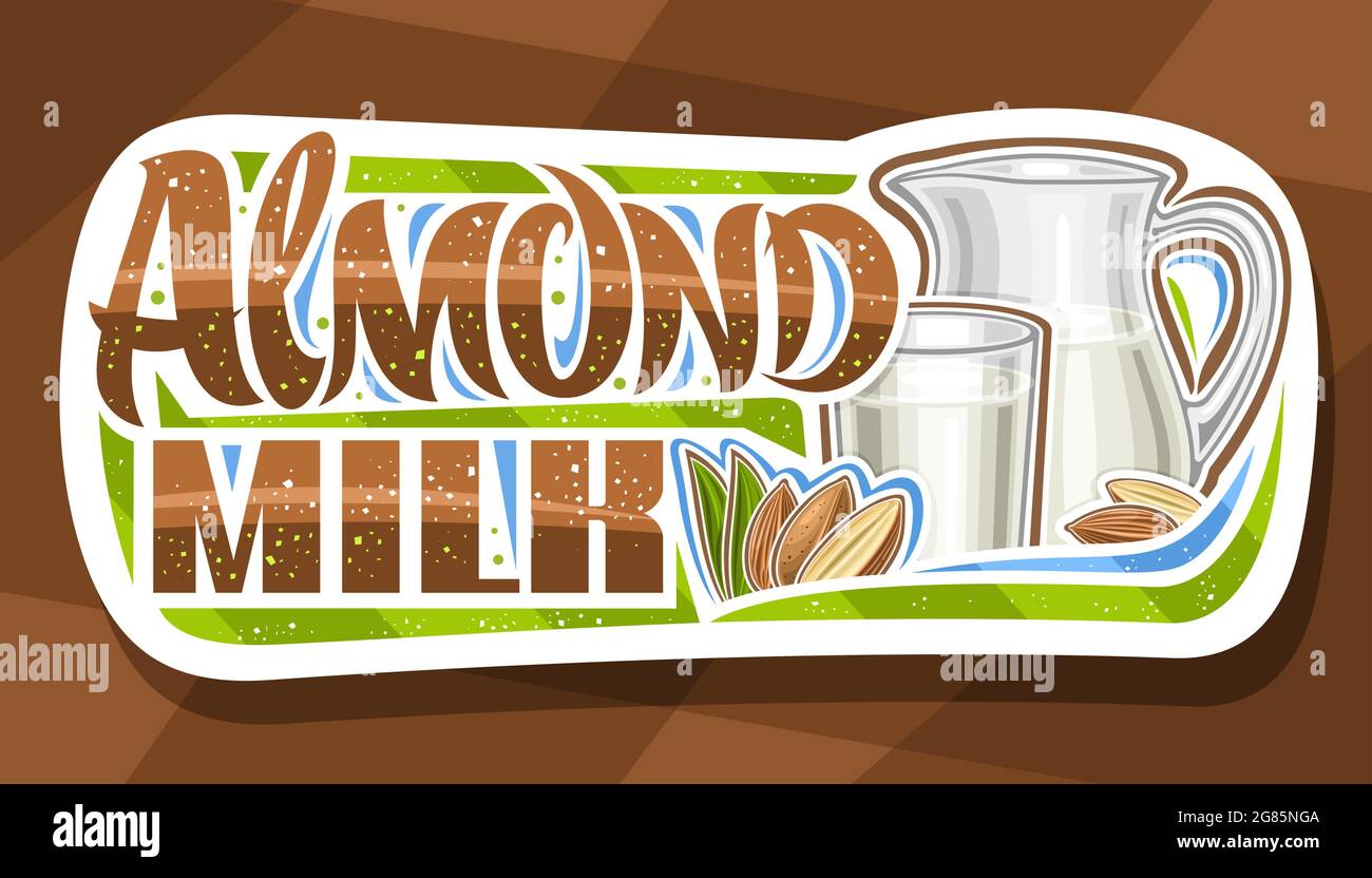 Vector logo for Almond Milk, dark decorative signage with illustration ...