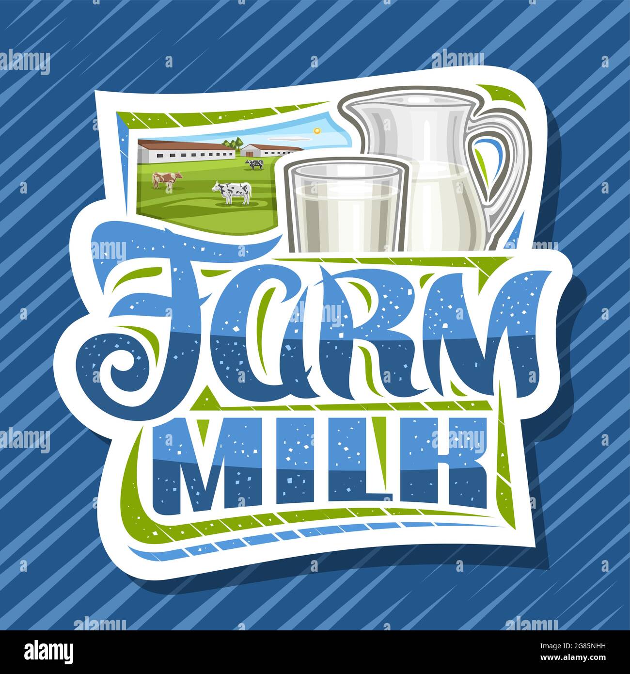 Vector logo for Farm Milk, decorative cut paper signage with ...