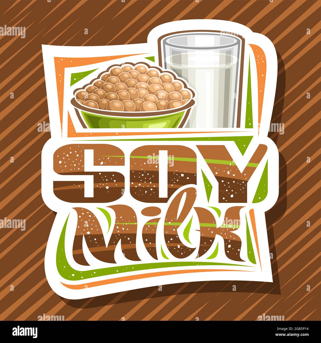 Vector logo for Soy Milk, decorative cut paper signage with ...