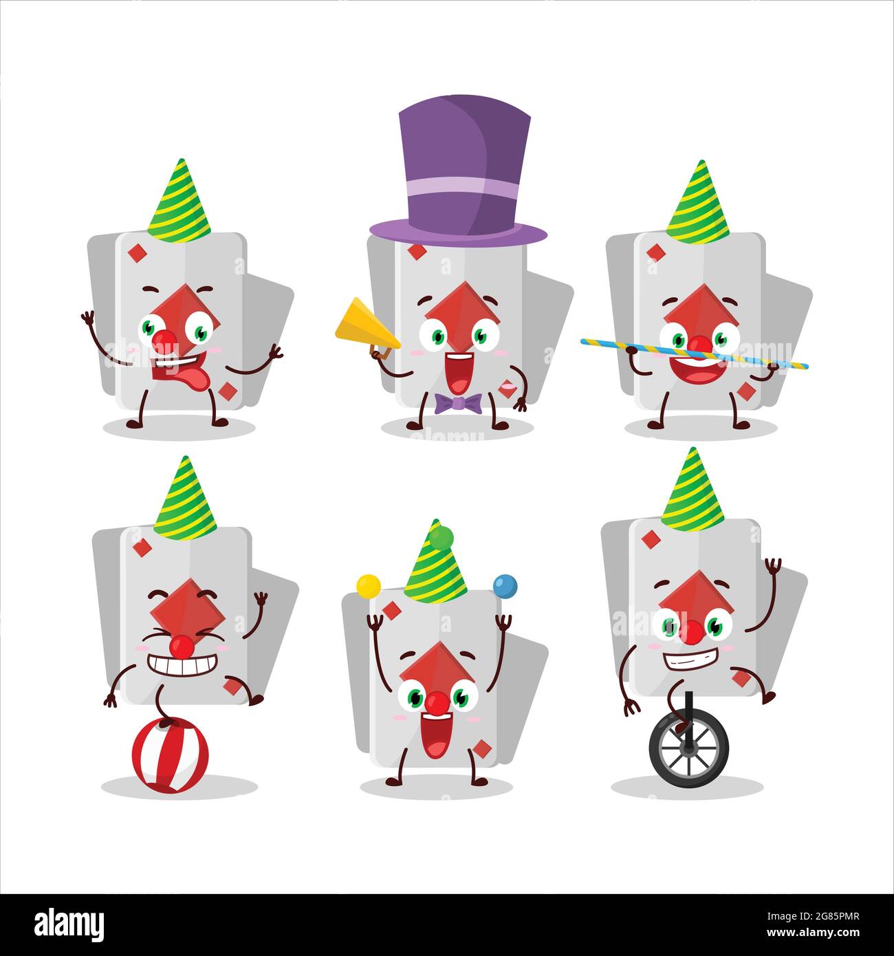Cartoon character of remi card diamond with various circus shows ...