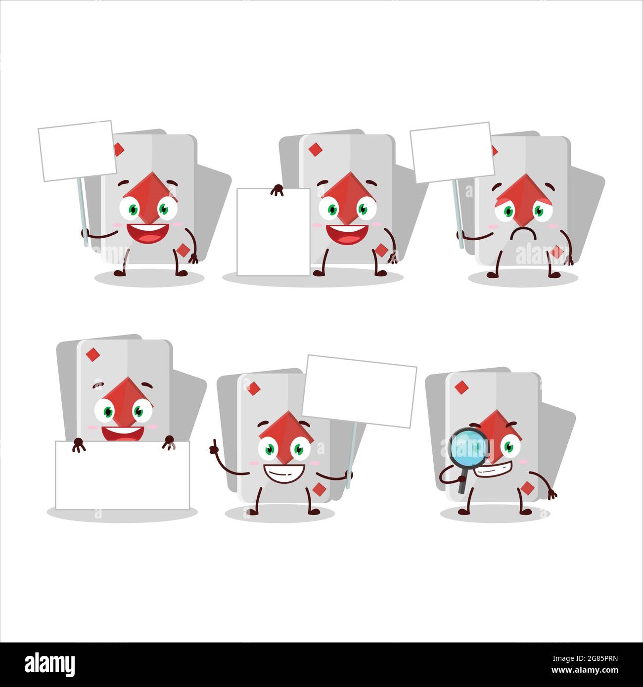 Remi card diamond cartoon character bring information board. Vector ...