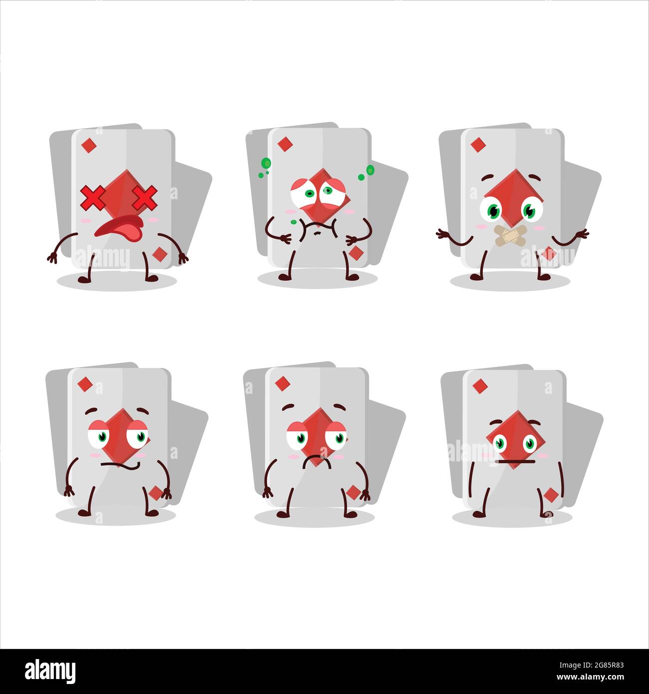 Remi card diamond cartoon character with nope expression. Vector ...