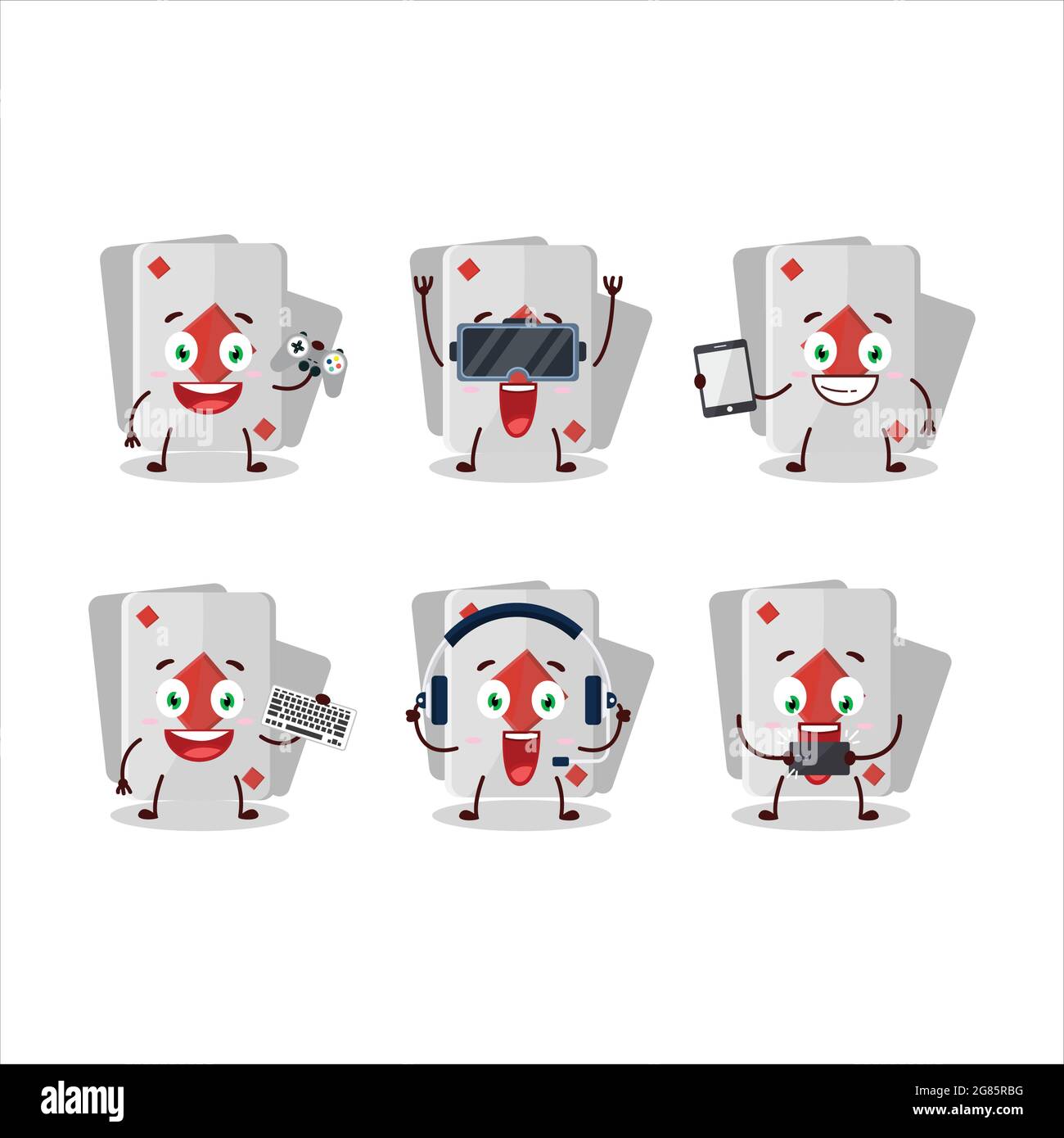 Remi card diamond cartoon character are playing games with various cute ...