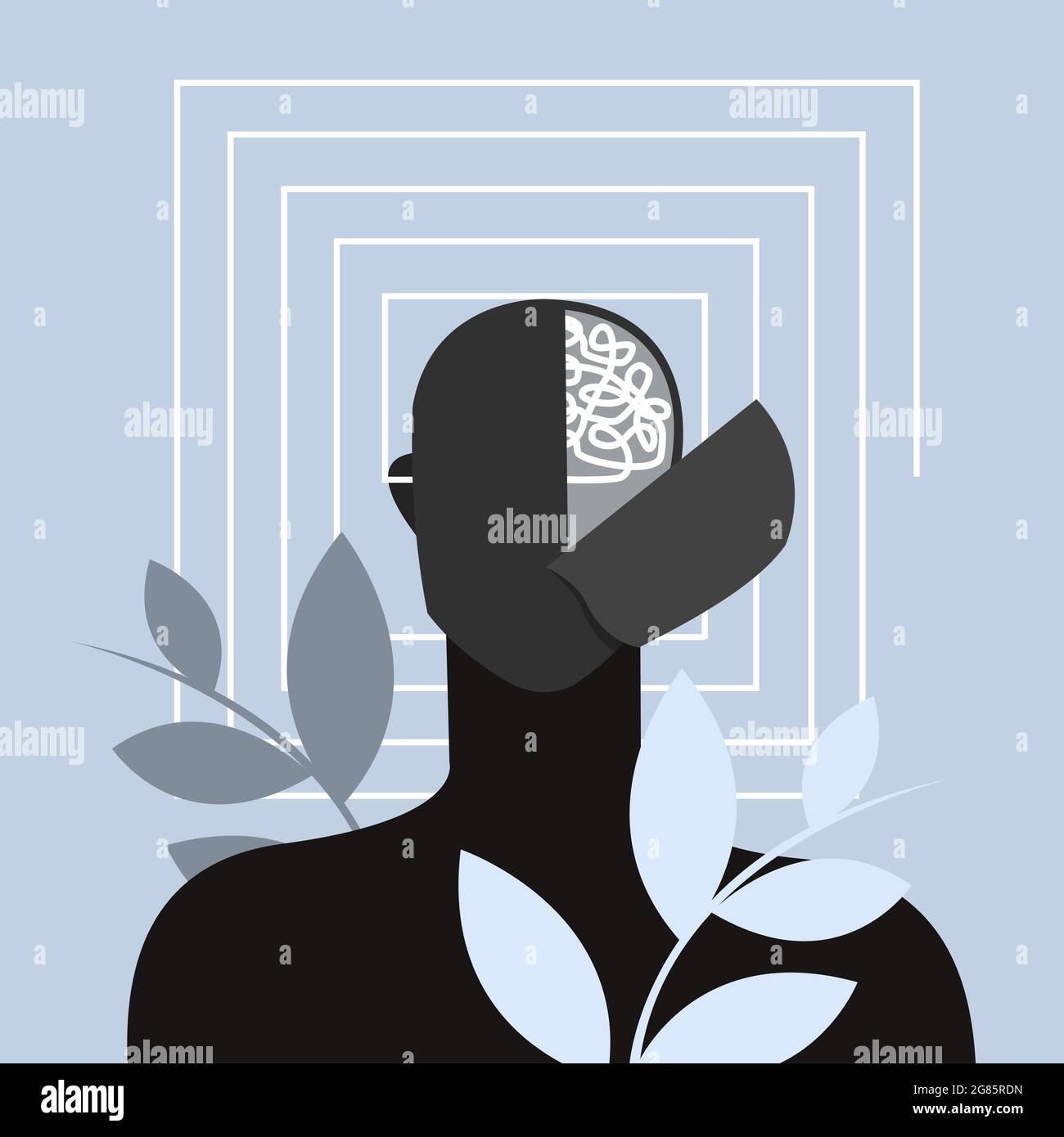 Conceptual illustration of complex thoughts inside brain are getting straightened Stock Vector ...