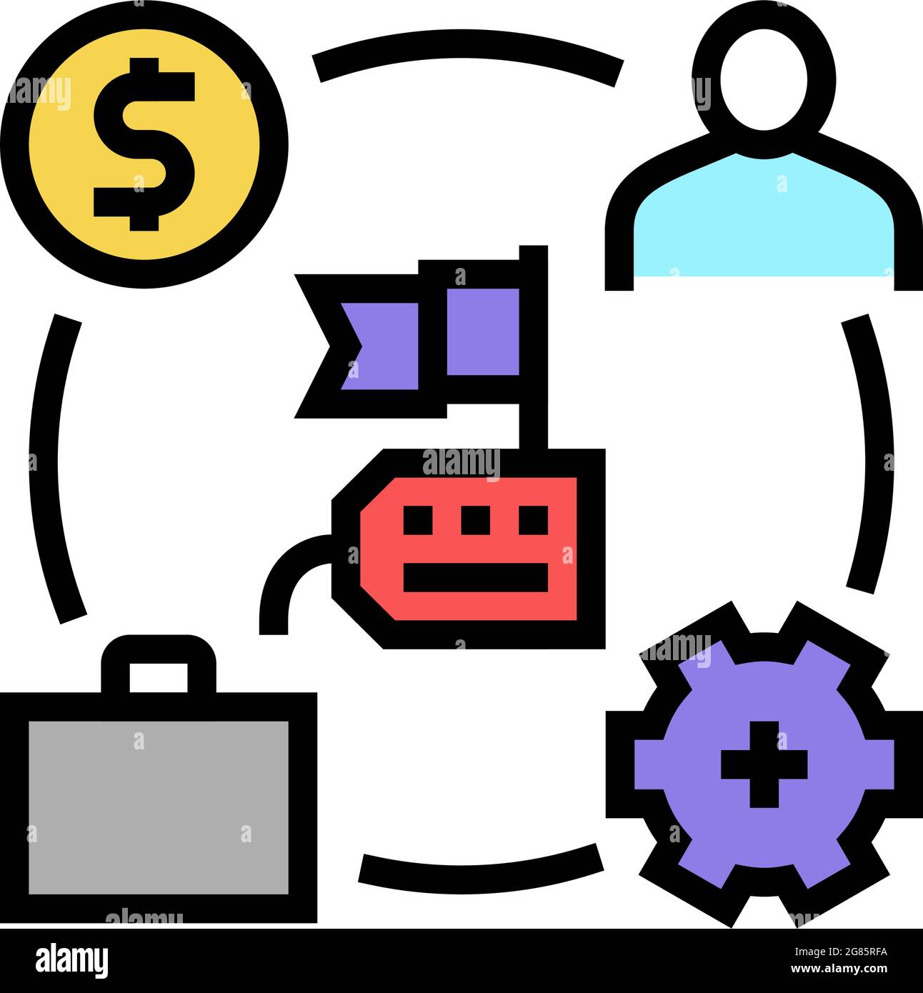 business process of reputation management color icon vector ...