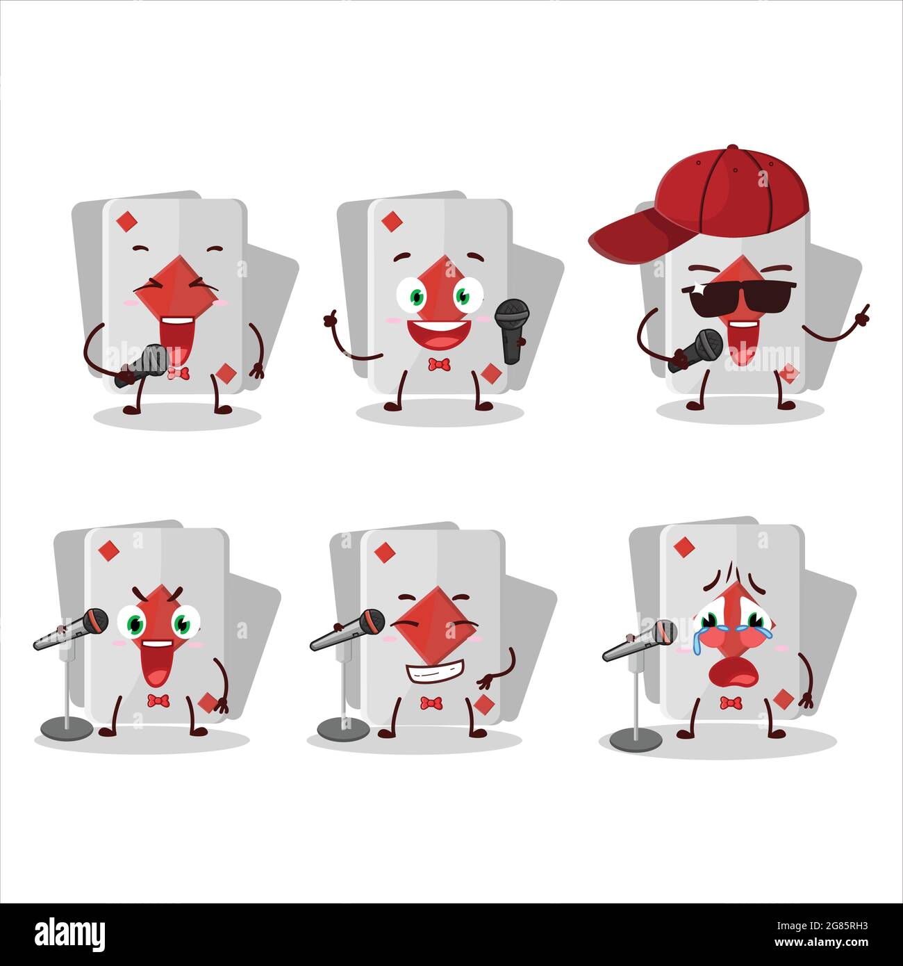 A Cute Cartoon design concept of remi card diamond singing a famous ...