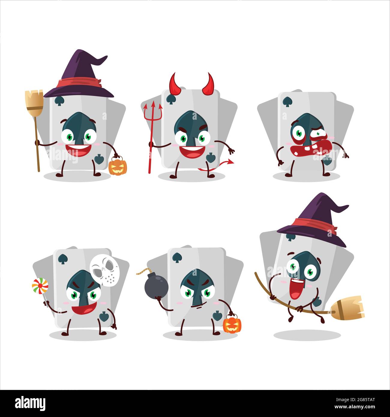 Halloween expression emoticons with cartoon character of remi card ...