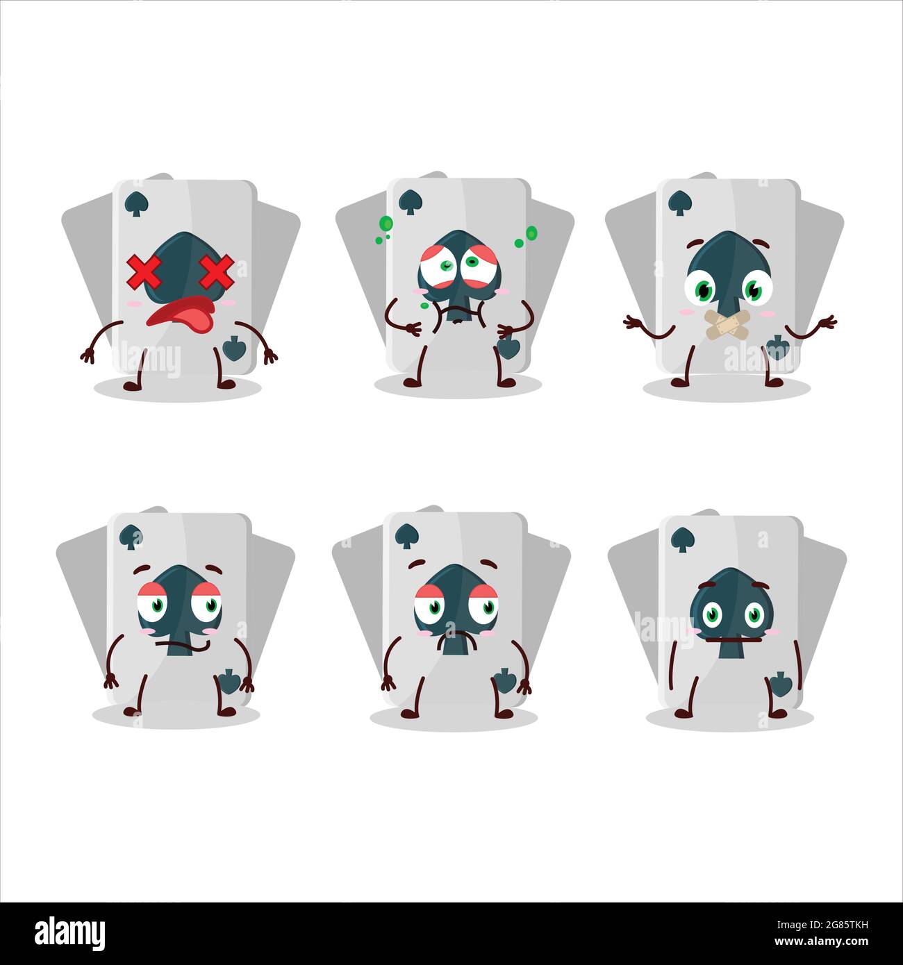 Remi card spade cartoon character with nope expression. Vector ...