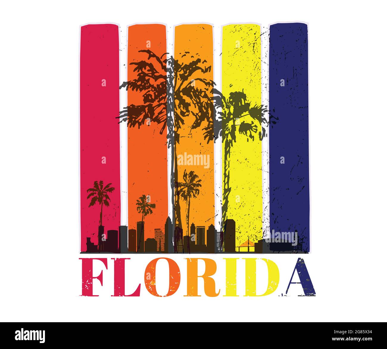 Florida vintage label. southeasternmost logo. Vector illustration for ...