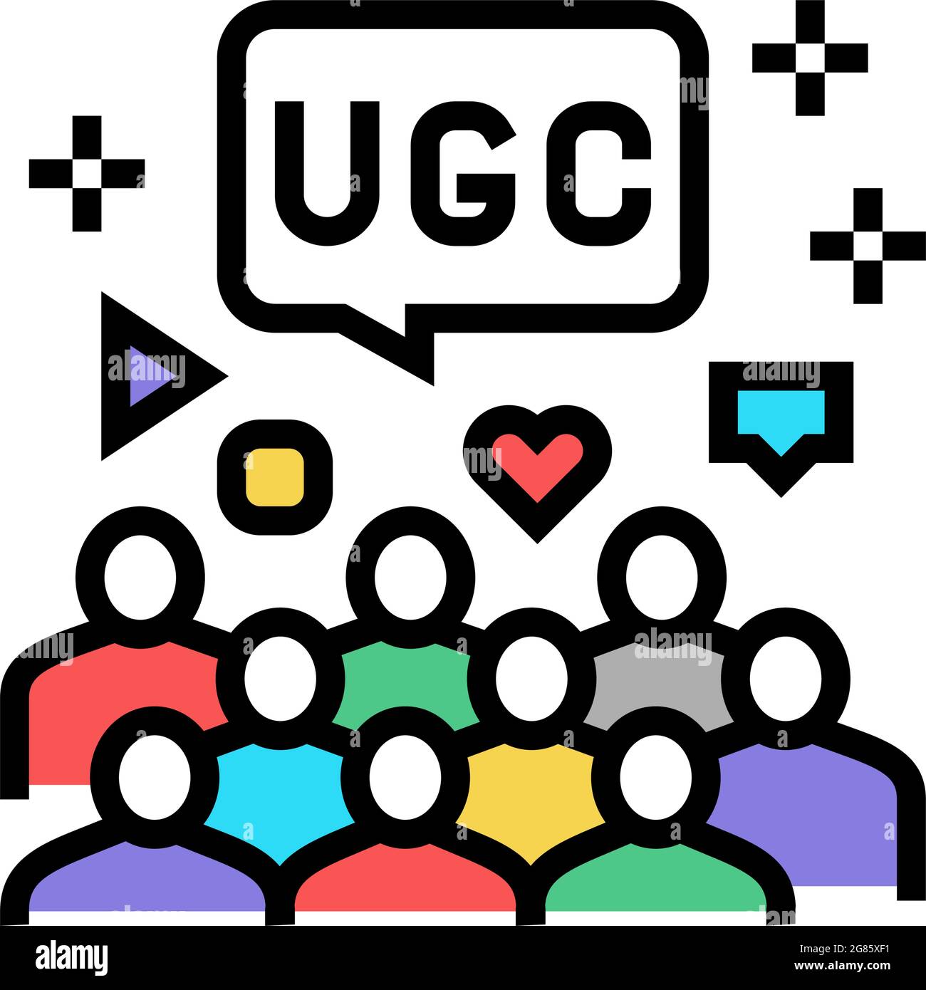 public social media users ugc color icon vector illustration Stock ...