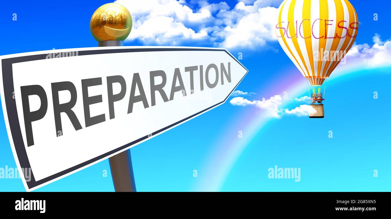 Preparation leads to success - shown as a sign with a phrase ...