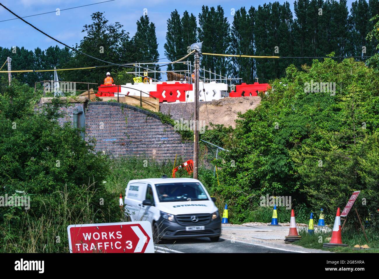 The demolished Finmere Station Bridge, showing preparations for a ...