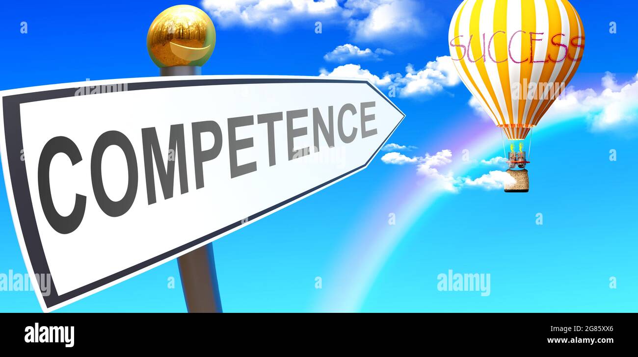 Competence leads to success - shown as a sign with a phrase Competence ...