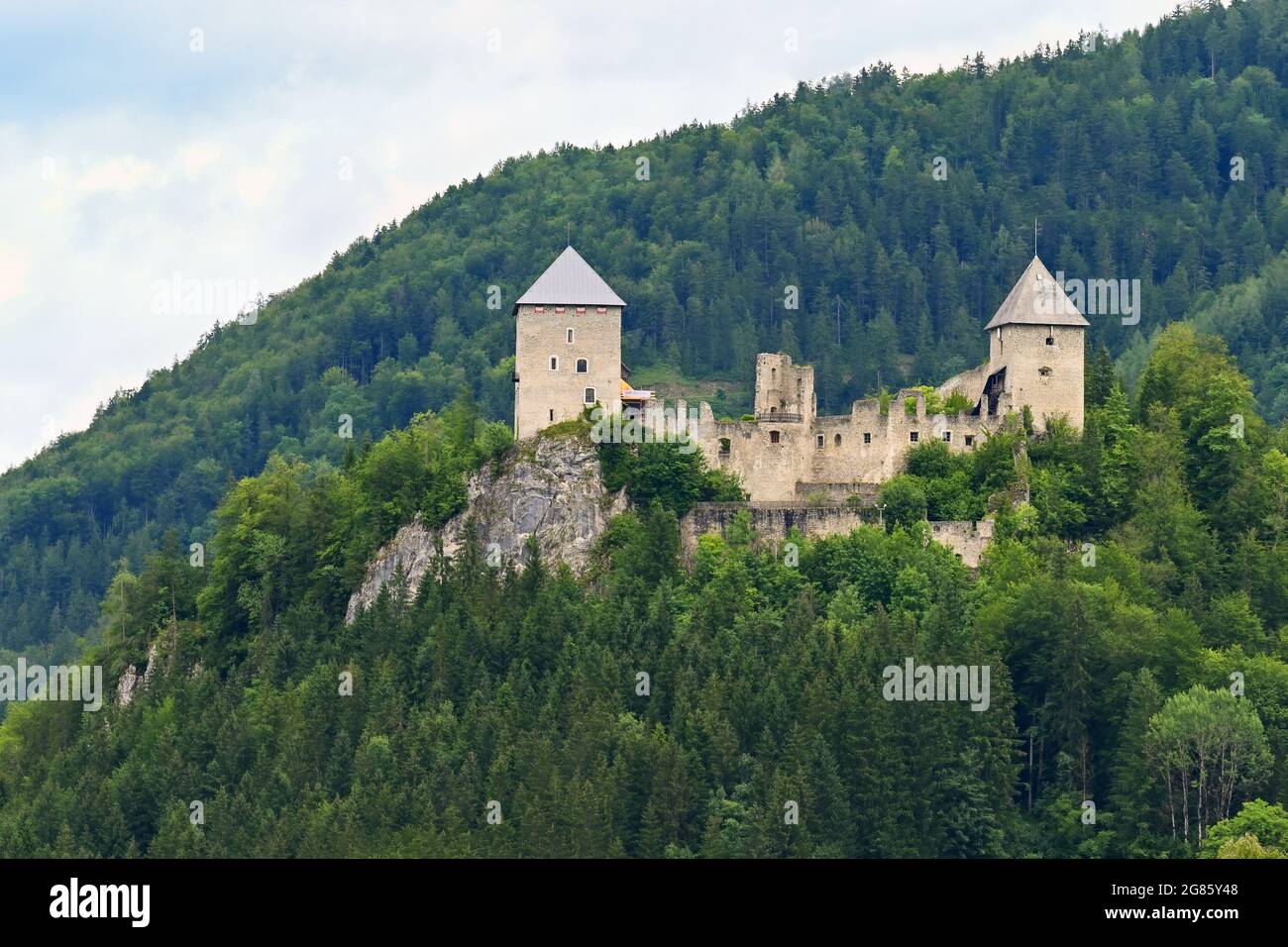 Castle ruins Gallenstein. Beautiful old castle in the Austrian Alps ...