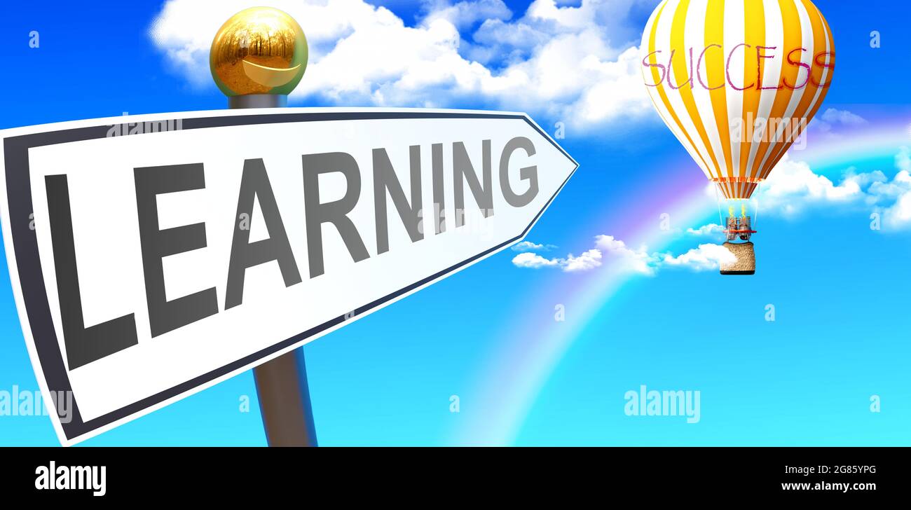 Learning leads to success - shown as a sign with a phrase Learning ...