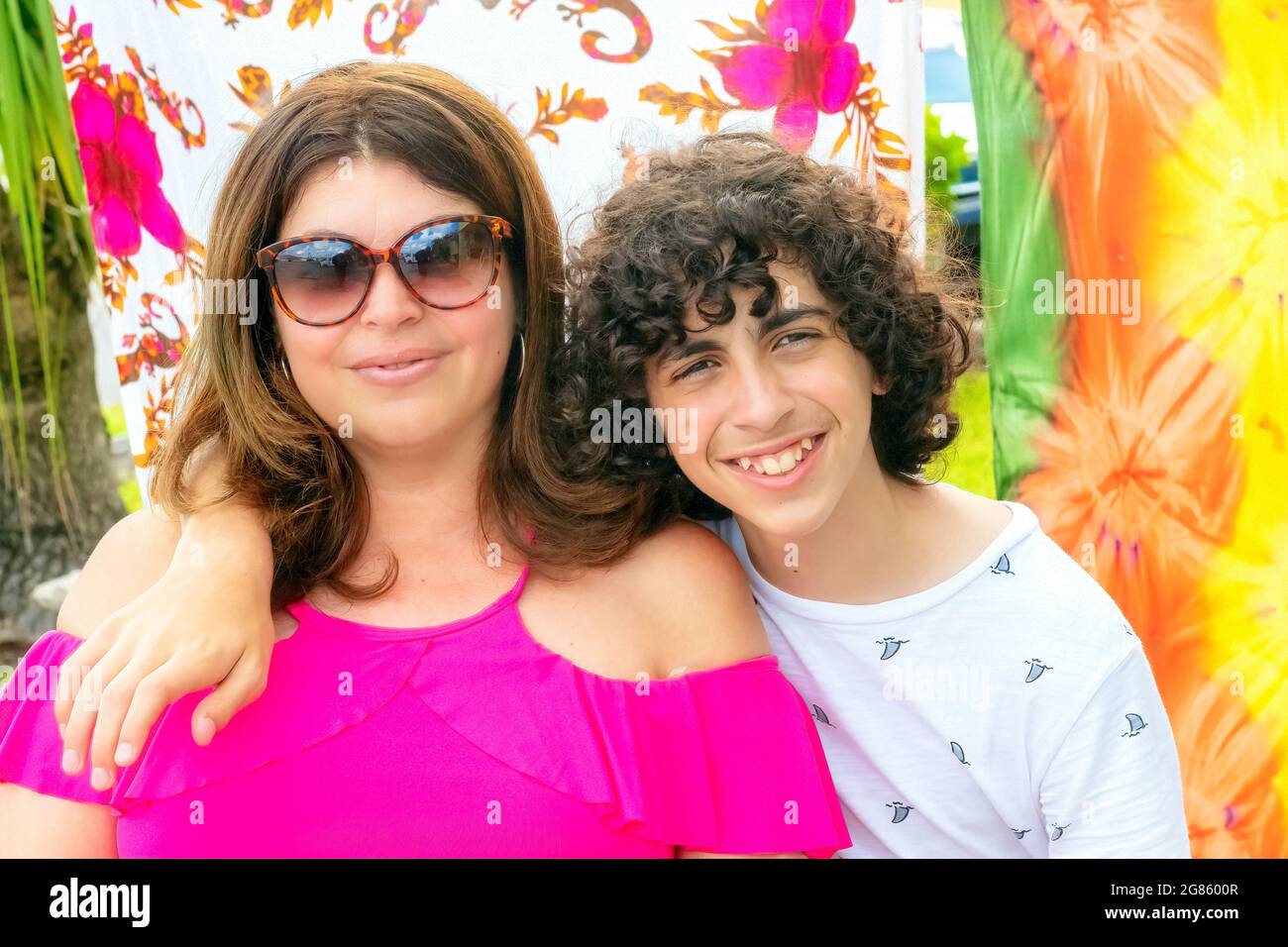 Mother and son family portrait, Freeport, Bahamas Stock Photo - Alamy