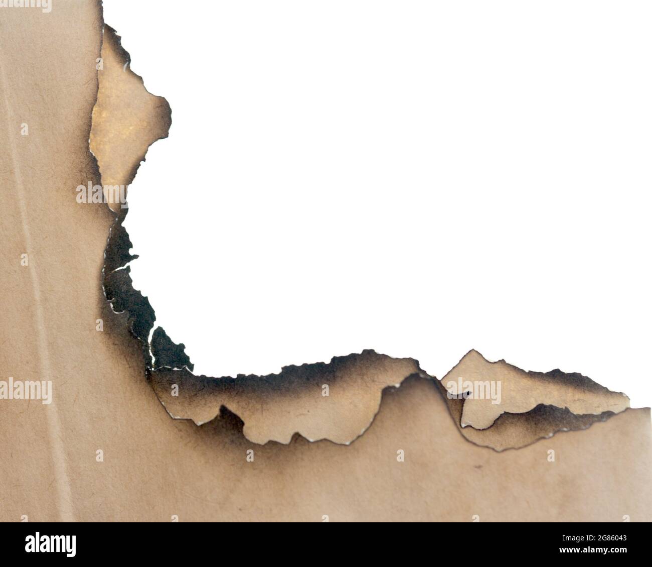 Burnt paper isolated on white background Stock Photo - Alamy