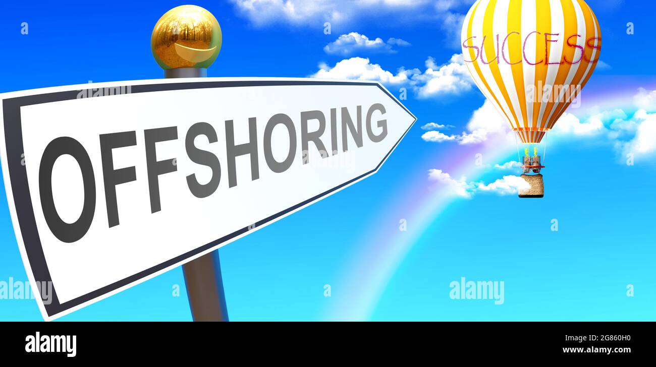 Offshoring leads to success - shown as a sign with a phrase Offshoring ...