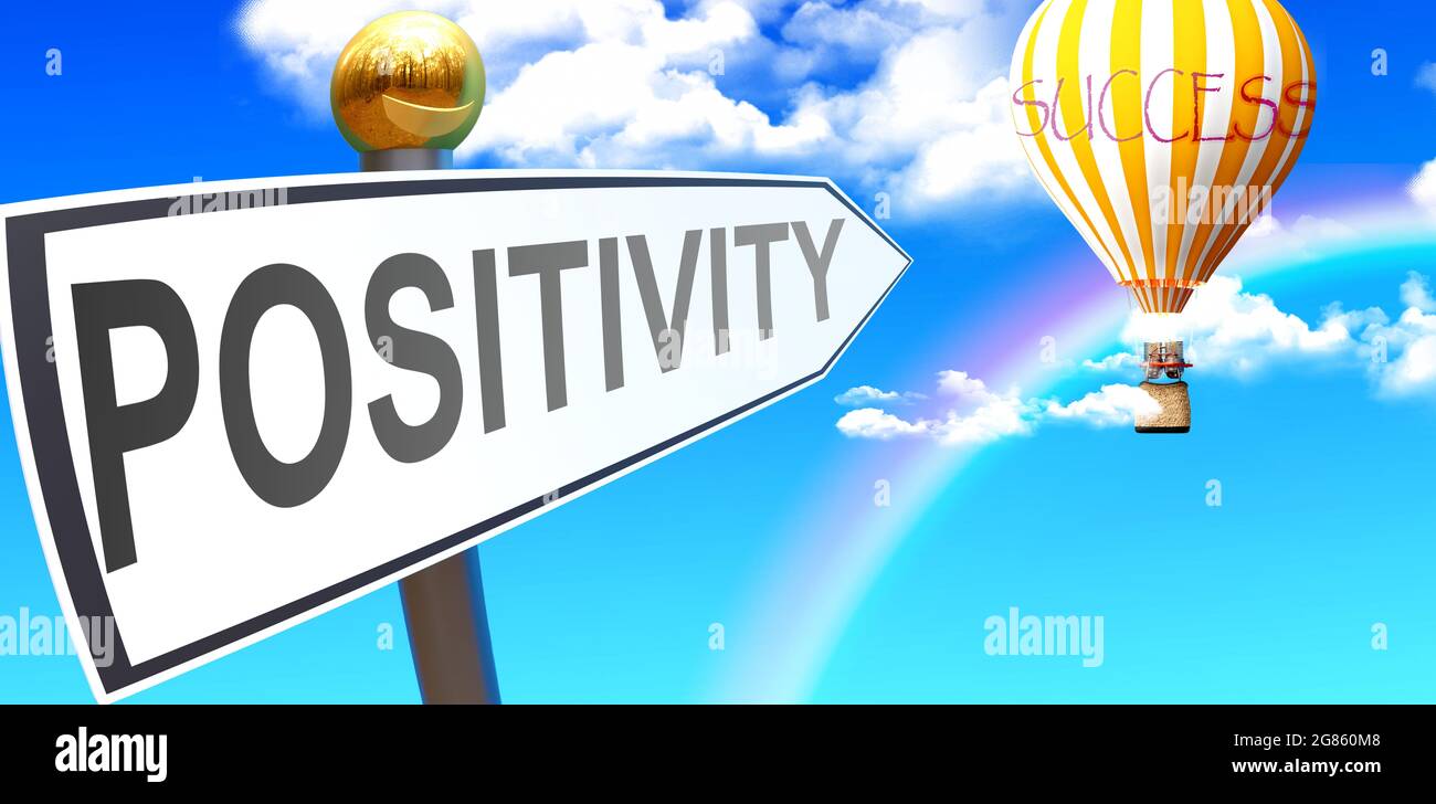 Positivity leads to success - shown as a sign with a phrase Positivity ...