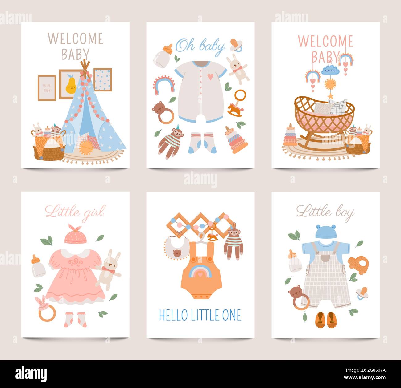 Nursery decor posters. Baby shower cards for boy and girl with newborn ...