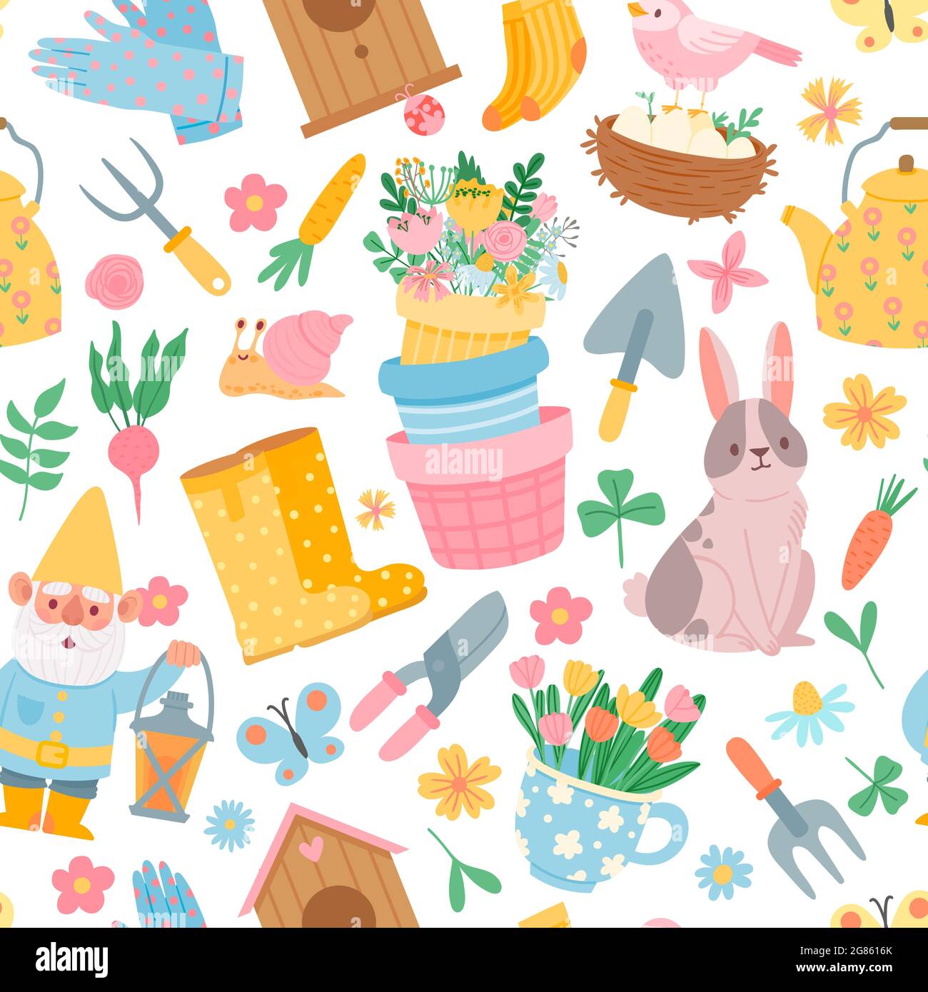 Bucket and spade garden gnome Stock Vector Images - Alamy