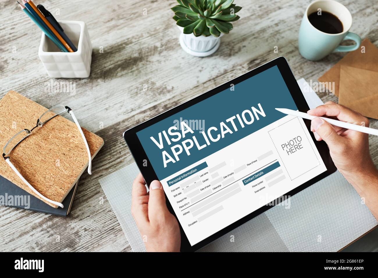 Online Visa application form on screen. Country Visit permit Stock ...