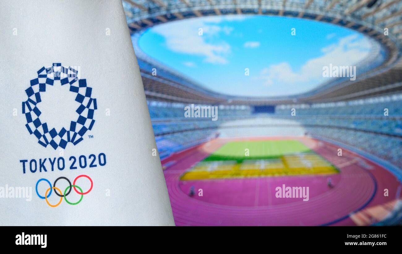 TOKYO, JAPAN, JULY. 19. 2021: Olympic Stadium in Tokyo, Summer olympic ...