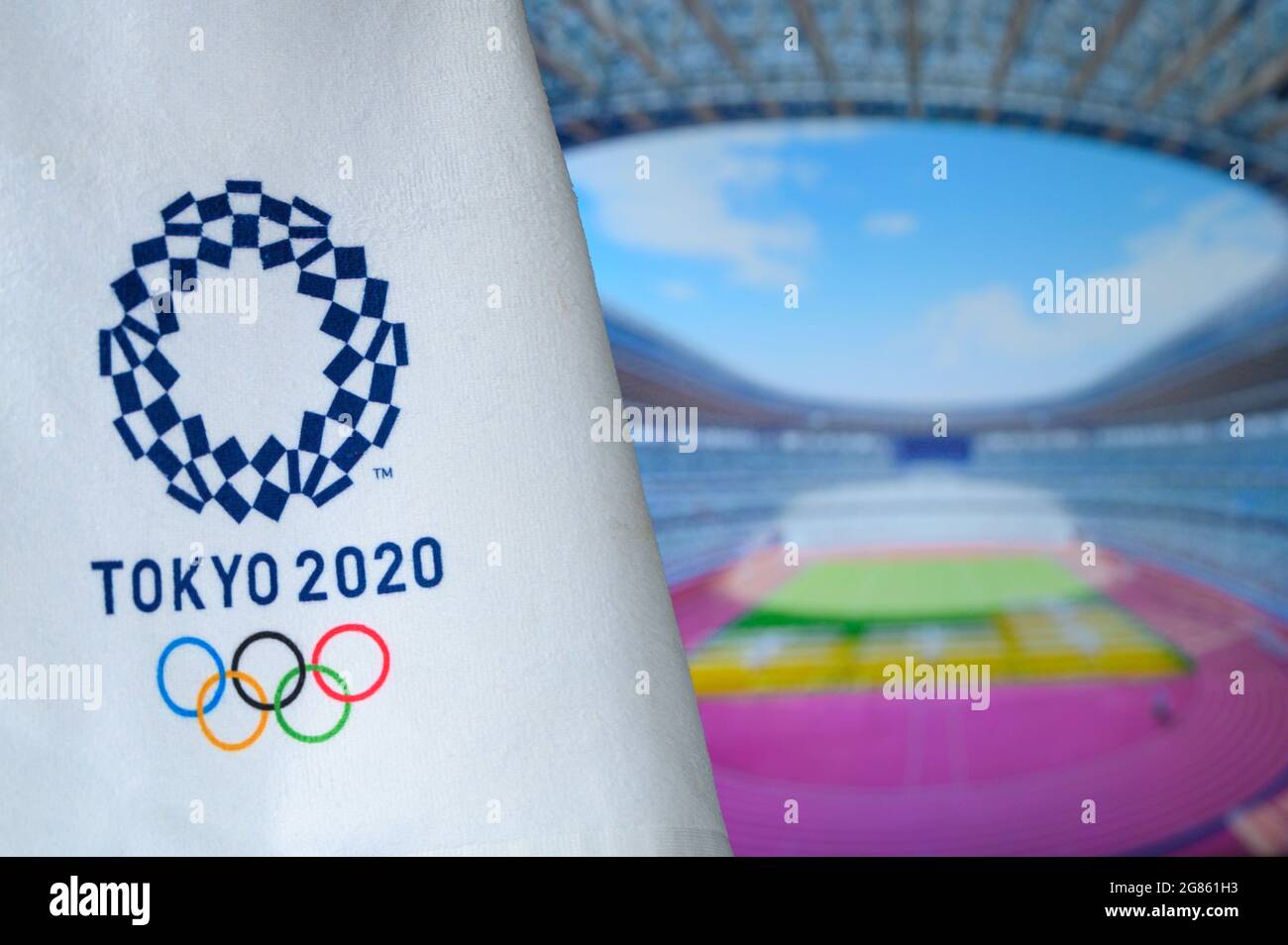 TOKYO, JAPAN, JULY. 19. 2021: Olympic Stadium in Tokyo, Summer olympic ...