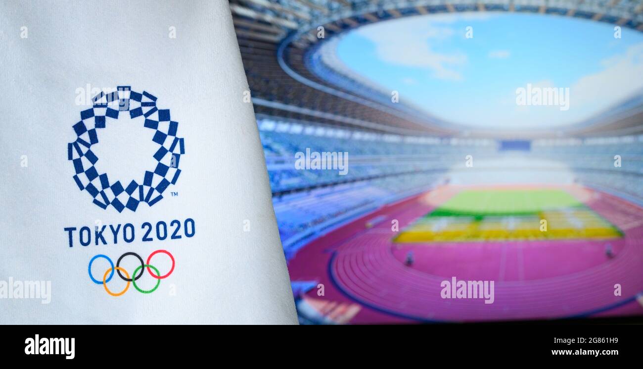 TOKYO, JAPAN, JULY. 19. 2021: Olympic Stadium in Tokyo, Summer olympic ...