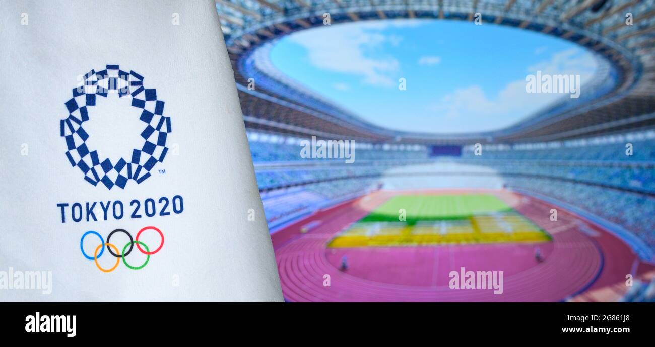 TOKYO, JAPAN, JULY. 19. 2021: Olympic Stadium in Tokyo, Summer olympic ...