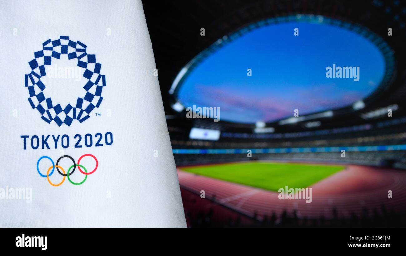 TOKYO, JAPAN, JULY. 19. 2021: Olympic Stadium in Tokyo, Summer olympic ...