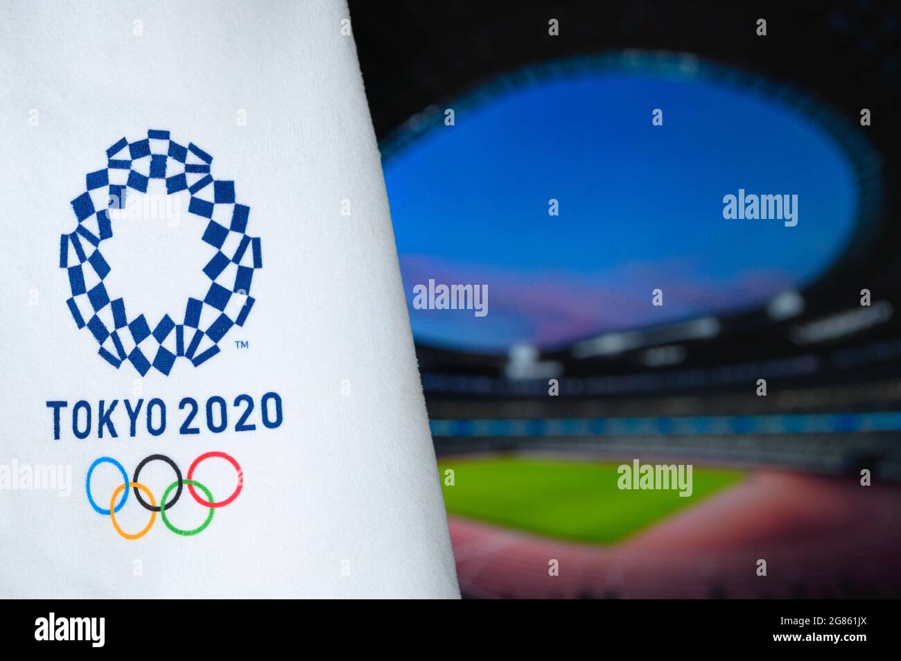 TOKYO, JAPAN, JULY. 19. 2021: Olympic Stadium in Tokyo, Summer olympic ...