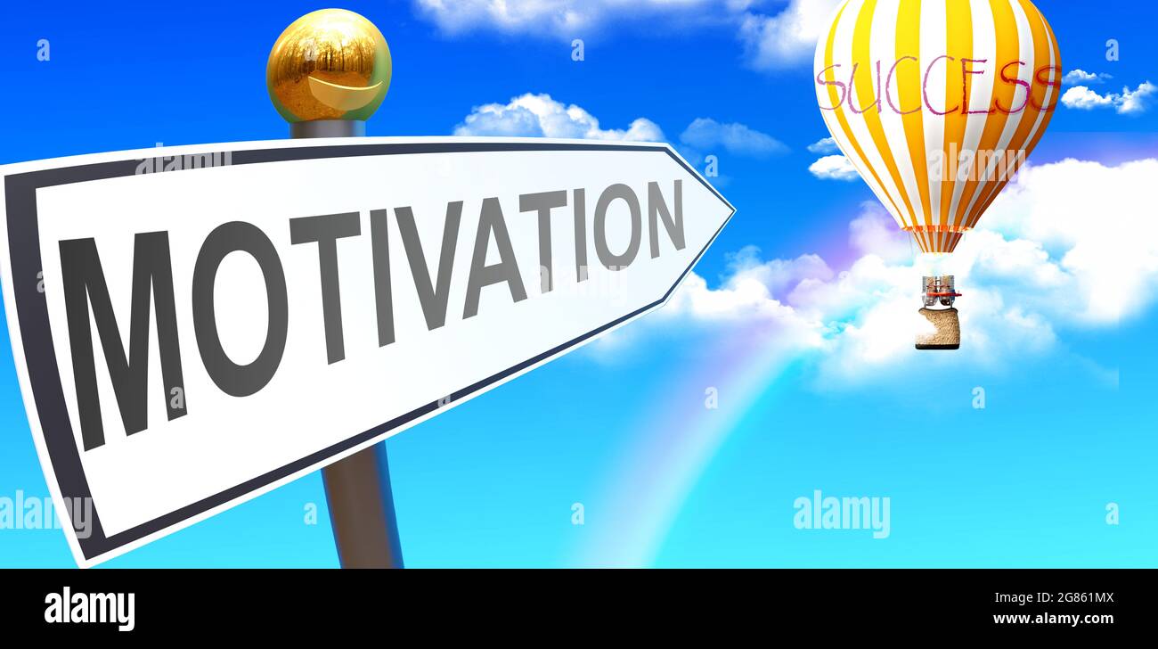 Motivation leads to success - shown as a sign with a phrase Motivation ...