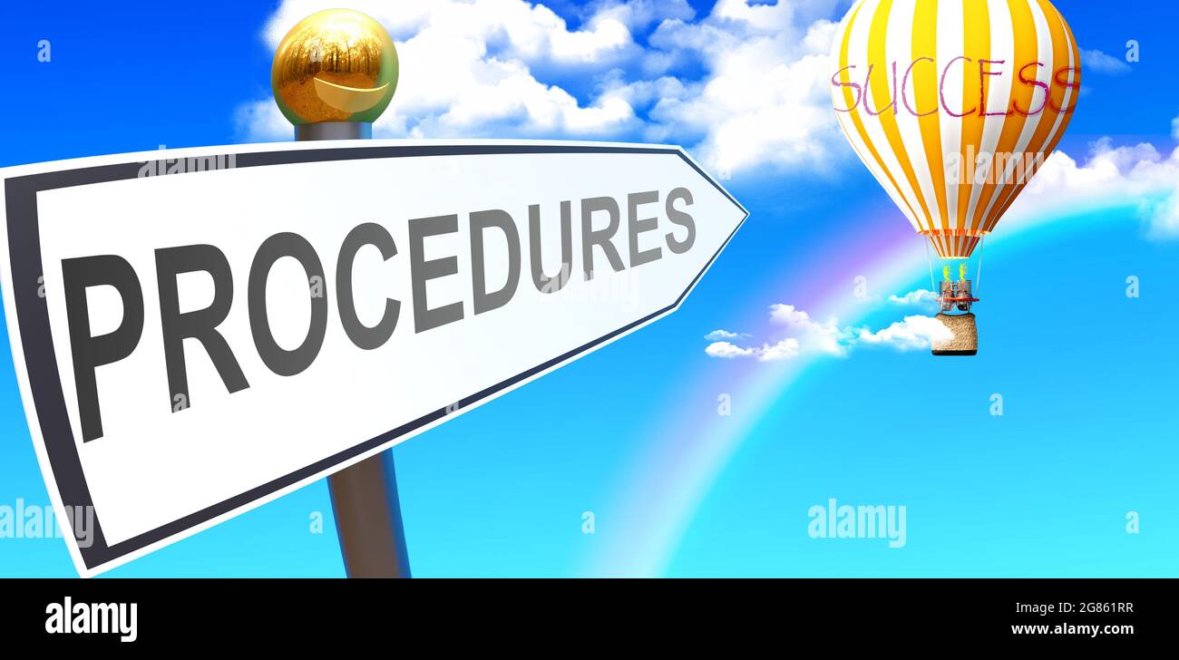 Procedures leads to success - shown as a sign with a phrase Procedures ...