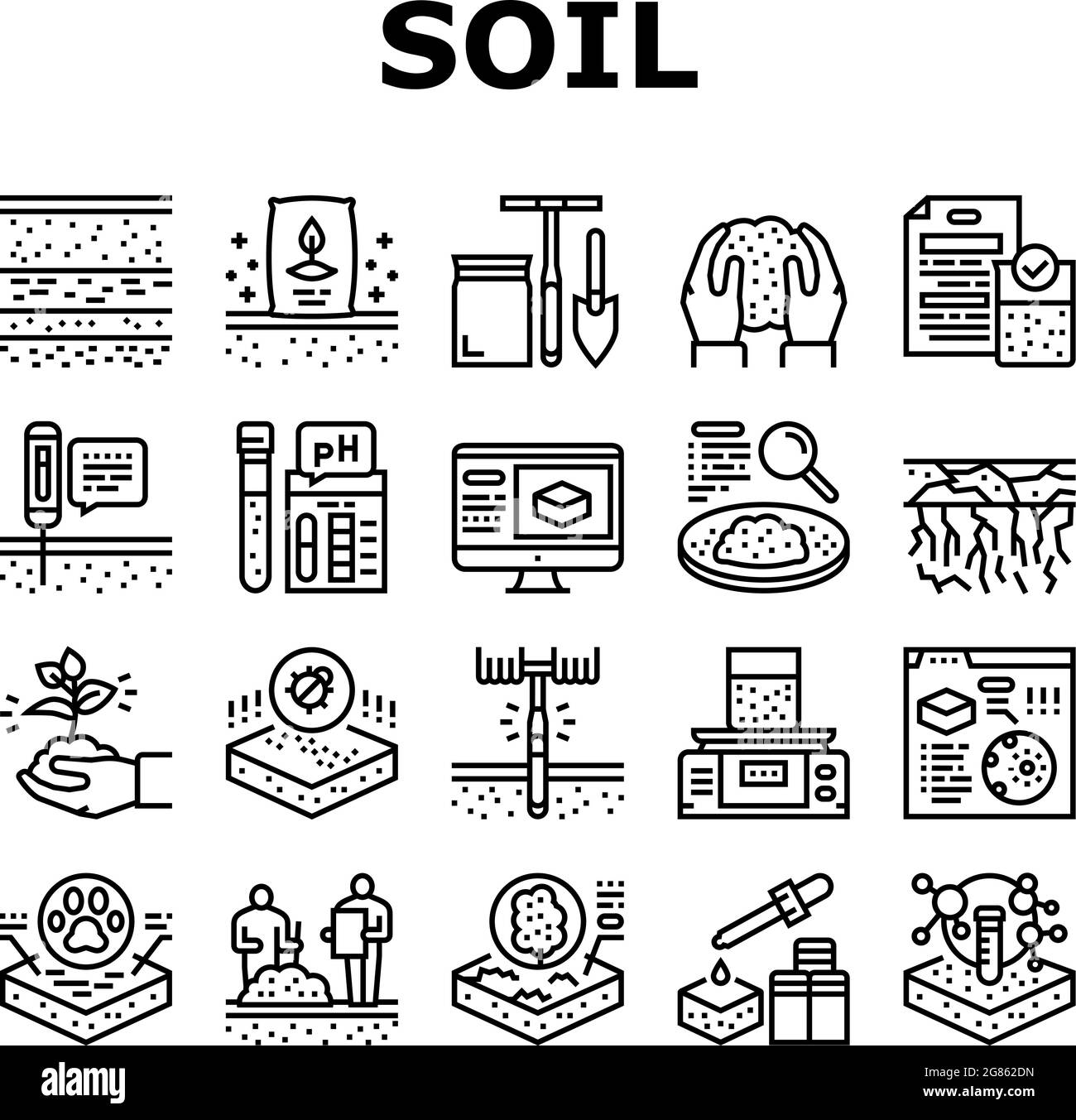 Soil Testing Nature Collection Icons Set Vector Stock Vector Image ...