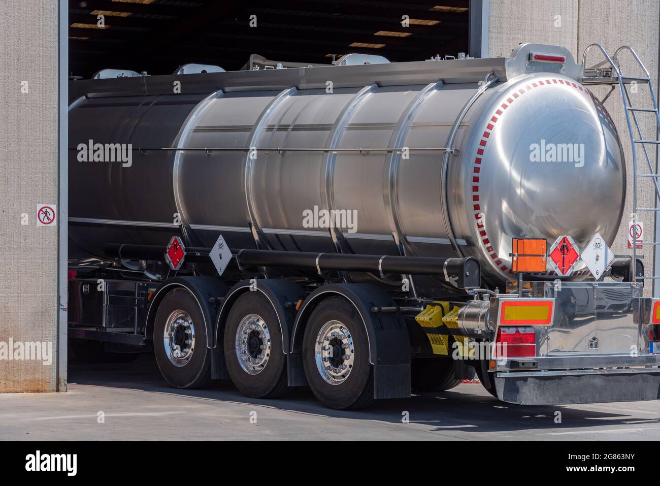 Tank truck with dangerous goods due to flammable and toxic liquids ...