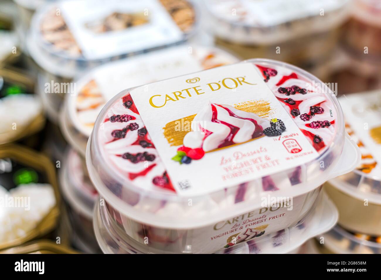 POZNAN, POL - APR 28, 2021: Algida ice cream products put up for sale ...