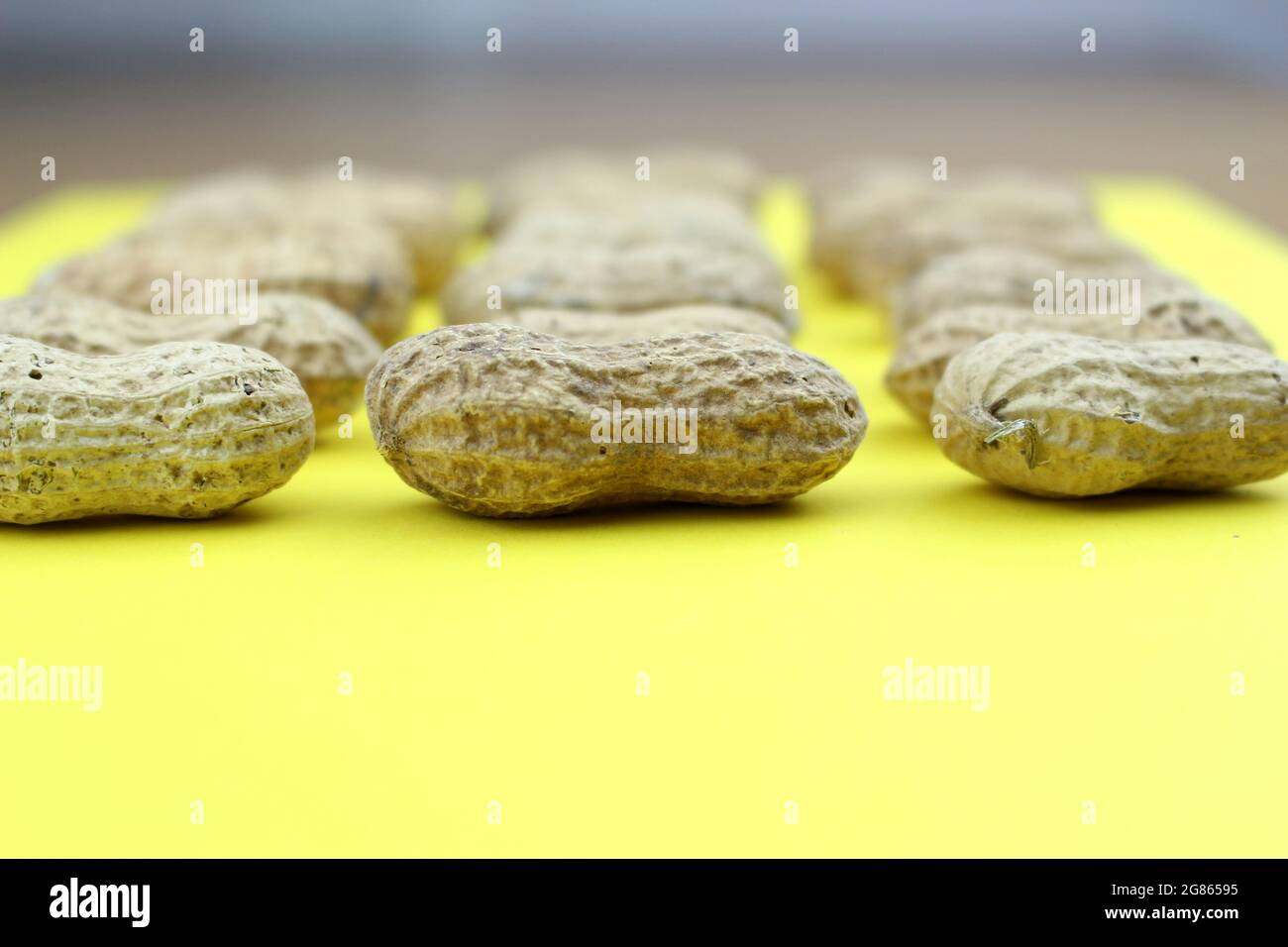 Peanuts Group of Arachis hypogaea on the yellow background Stock Photo ...