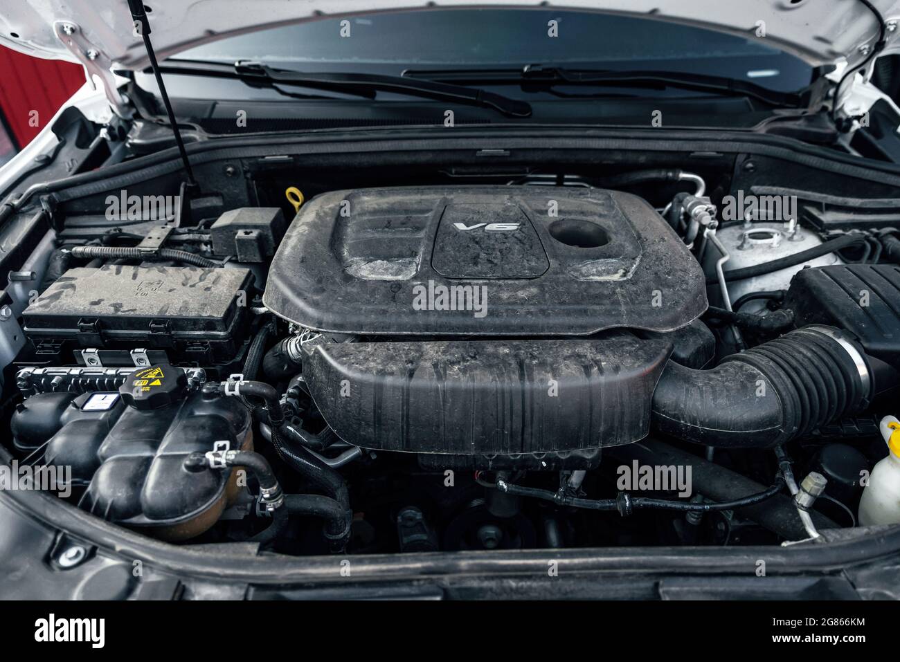 Ukraine, Odessa July 8 - The powerful engine of the modern car. Dodge ...