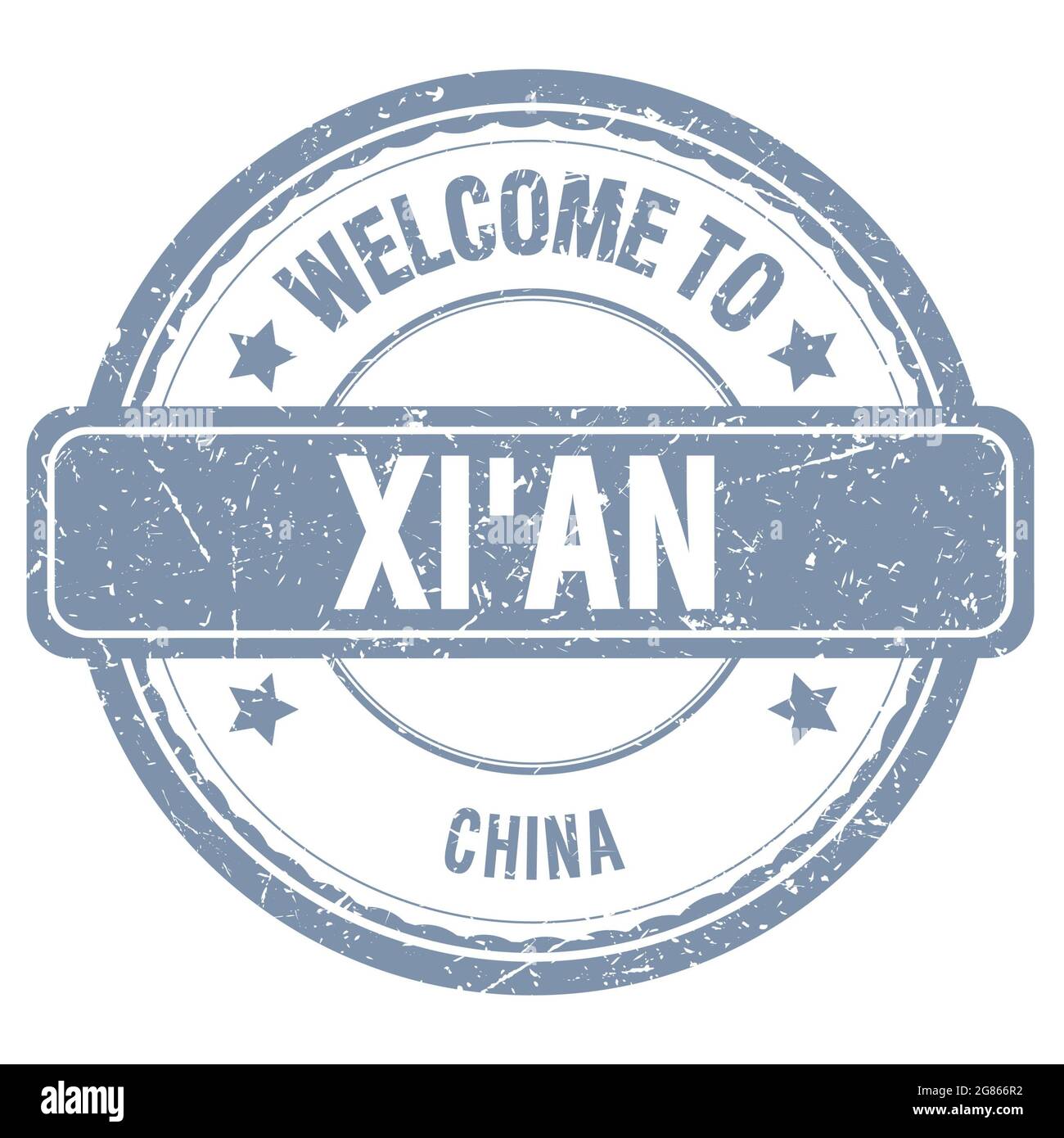 WELCOME TO XI'AN - CHINA, words written on gray grungy stamp Stock ...