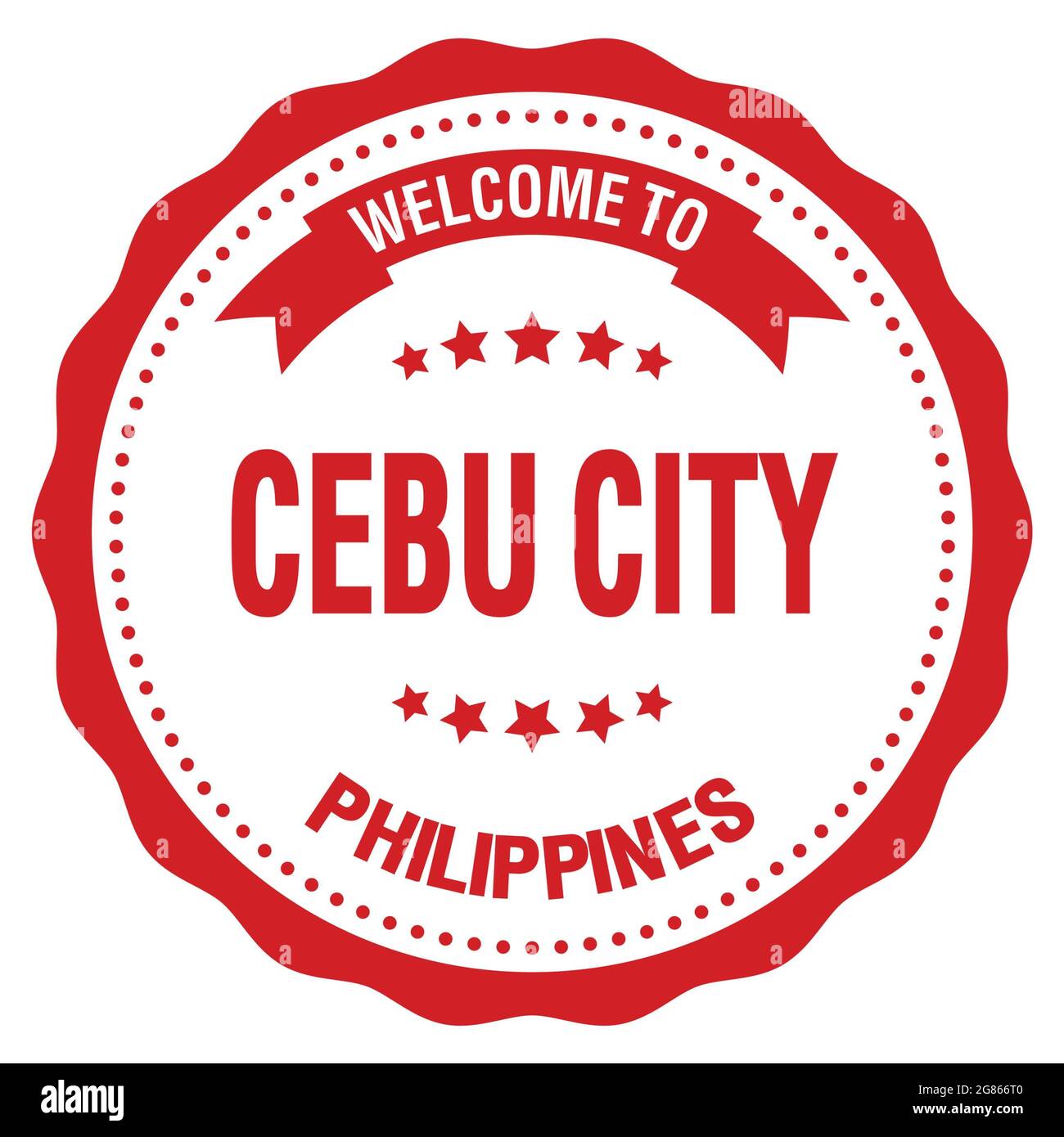 WELCOME TO CEBU CITY - PHILIPPINES, words written on red round badge ...