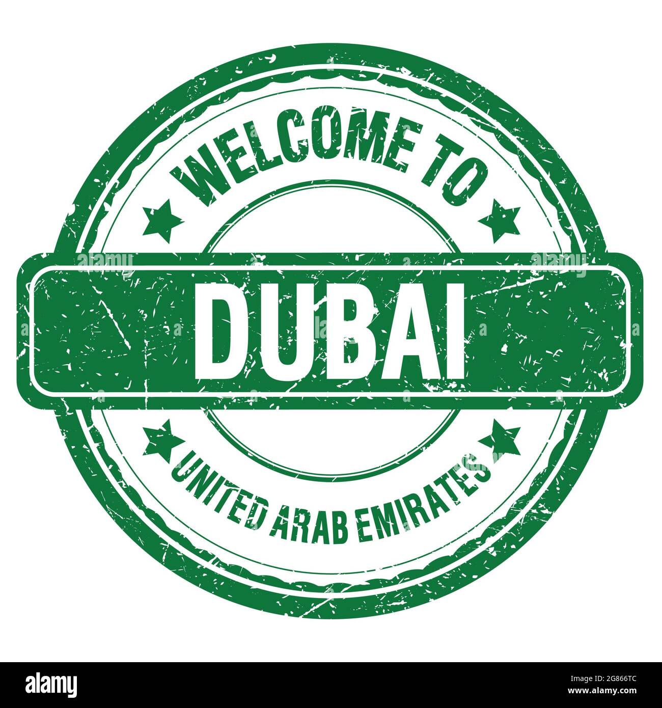 WELCOME TO DUBAI - UNITED ARAB EMIRATES, words written on green grungy ...