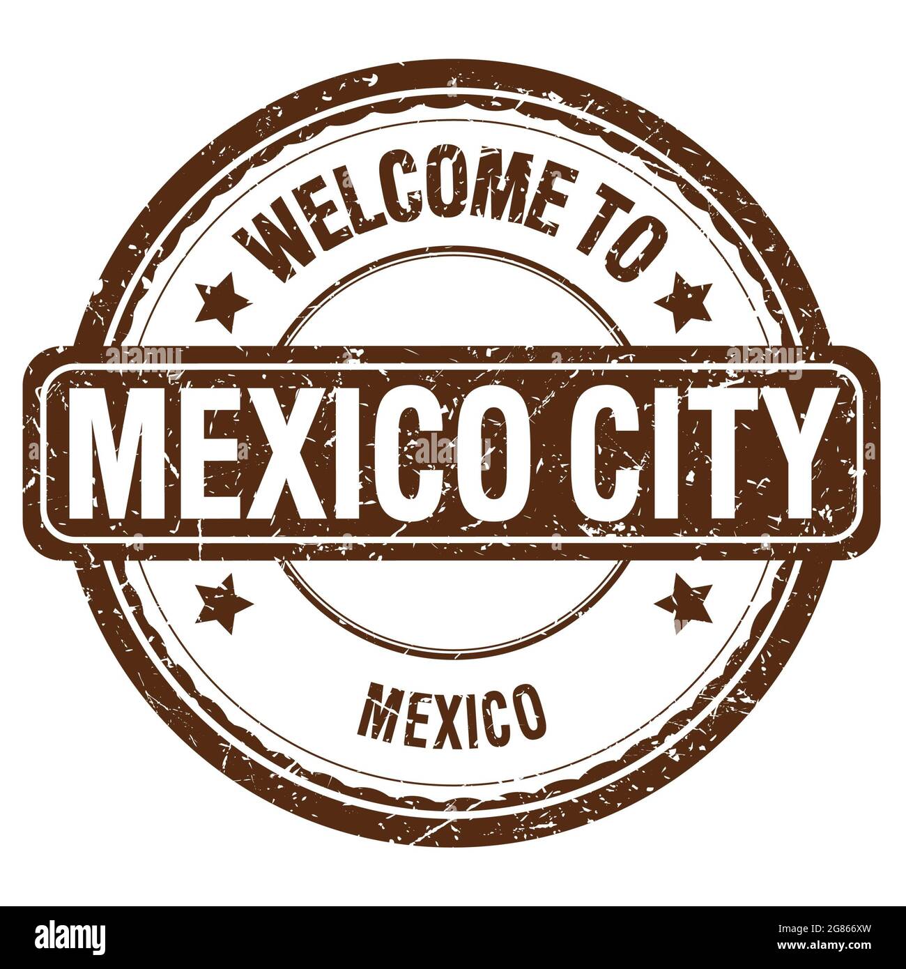 WELCOME TO MEXICO CITY - MEXICO, words written on brown grungy stamp ...