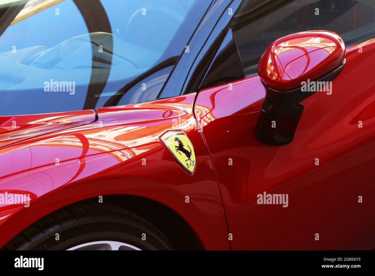 Modena, Italy, july 1 2021 - Ferrari 296 GBT sport car design detail ...