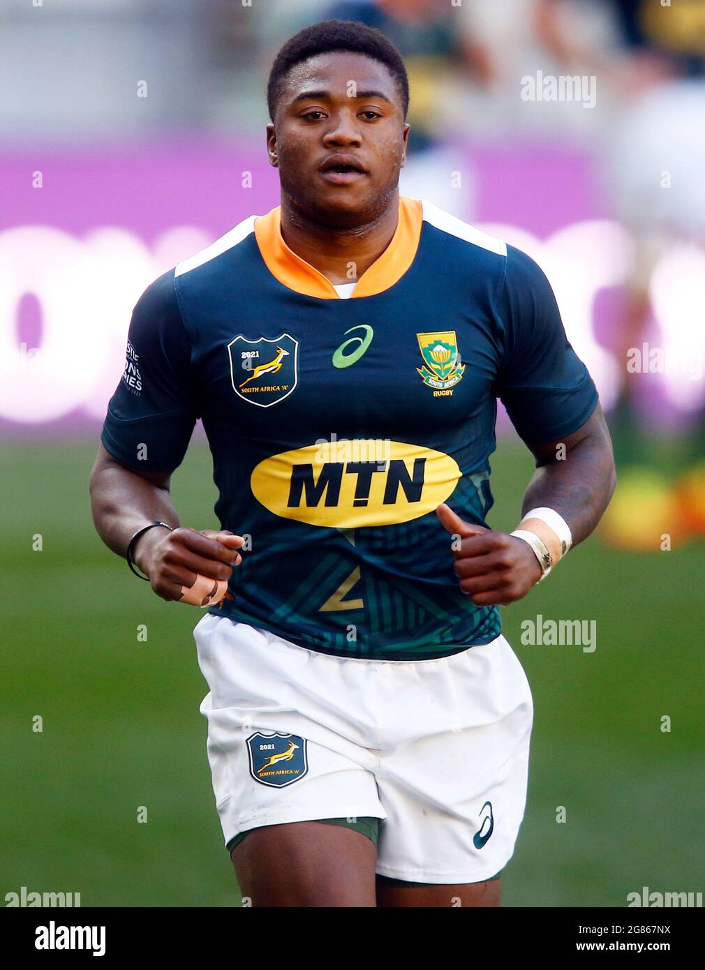 Wandisile Simelane of South Africa A gets a yellow card during the ...