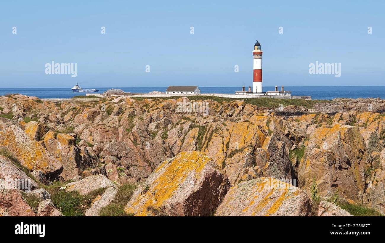 Buchan Ness red and white lighthouse, Boddam, Scotland Stock Photo - Alamy