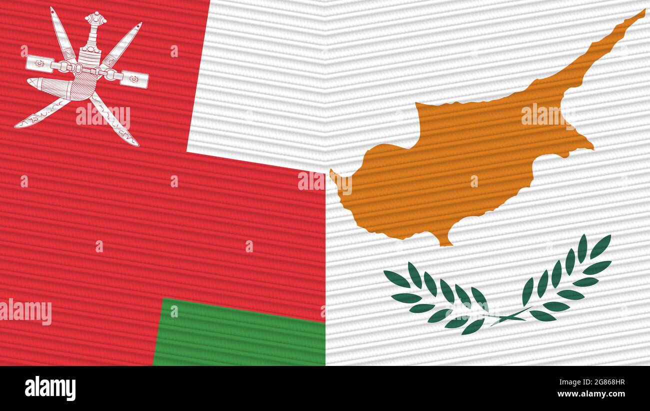 Cyprus and Oman Two Half Flags Together Fabric Texture Illustration ...