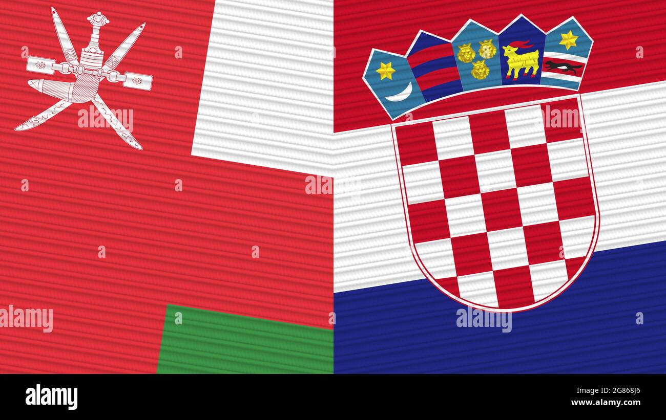 Croatia and Oman Two Half Flags Together Fabric Texture Illustration ...